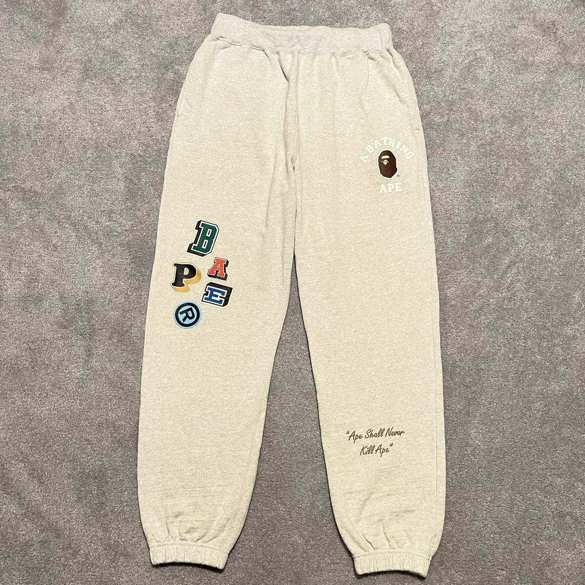 Bape × Streetwear A Bathing Ape Bape Multi Fonts Logos Grey Sweat Pants ...