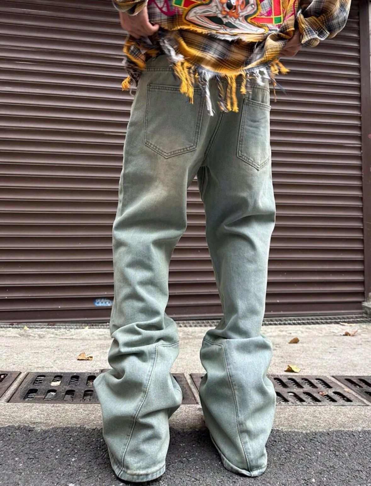 Streetwear Japan Korean Drip Stack Baggy Jeans, Flared Jeans | Grailed