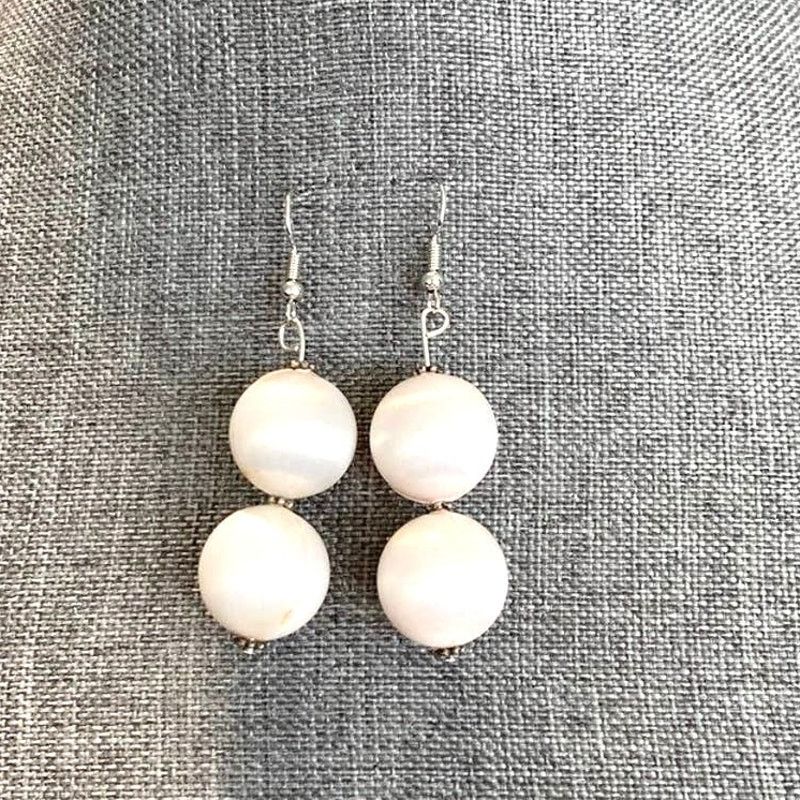 Handmade upcycled vintage big white bead earrings | Grailed