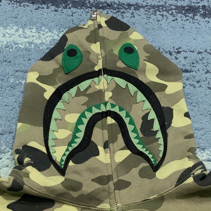 Bape Bape Velcro Shark Fullzip Hoodie | Grailed