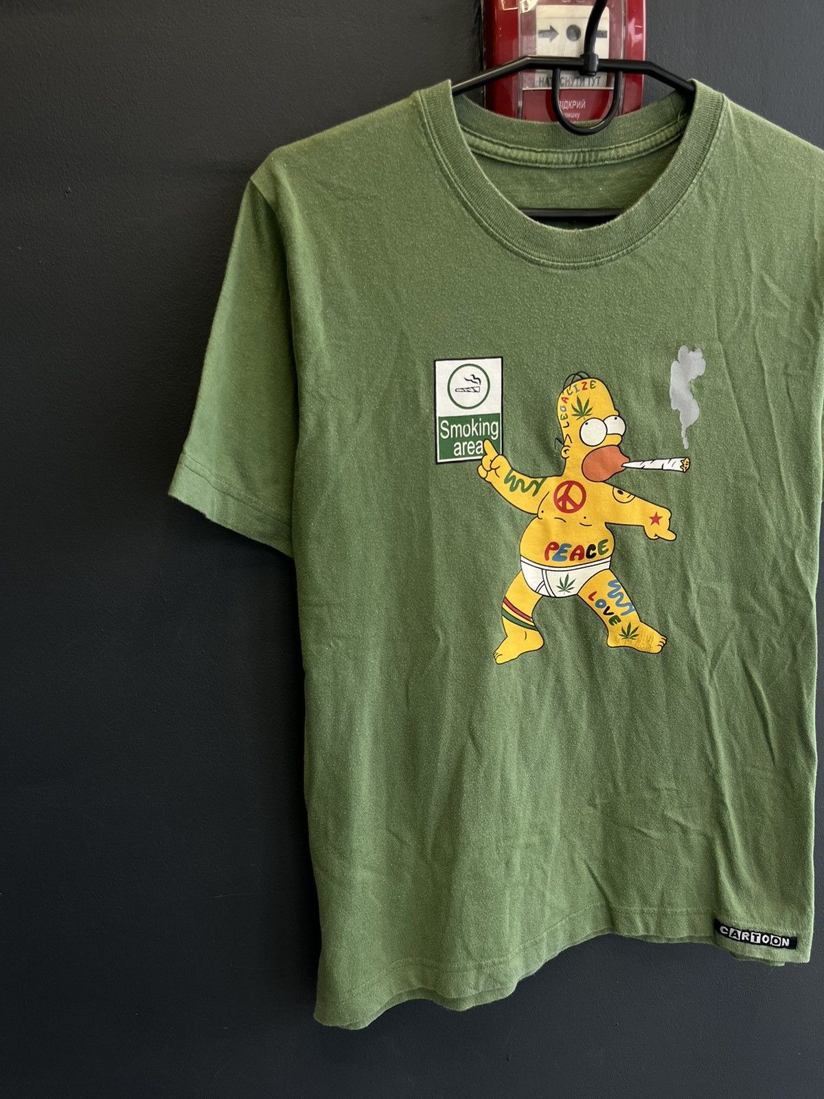 Vintage Vintage 90s The Simpsons Homer Hippie Rasta Smoking Area Tee ...