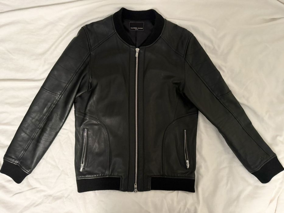 Number (N)ine Number Nine Denim Leather Bomber Jacket | Grailed