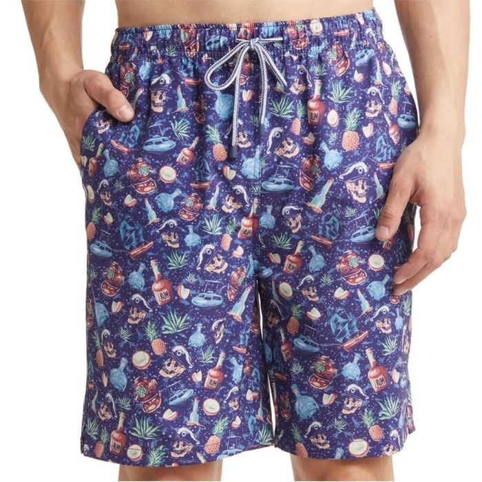 Peter Millar PETER MILLAR Seaside Ship Faced Swim Trunks Skulls Pirate ...