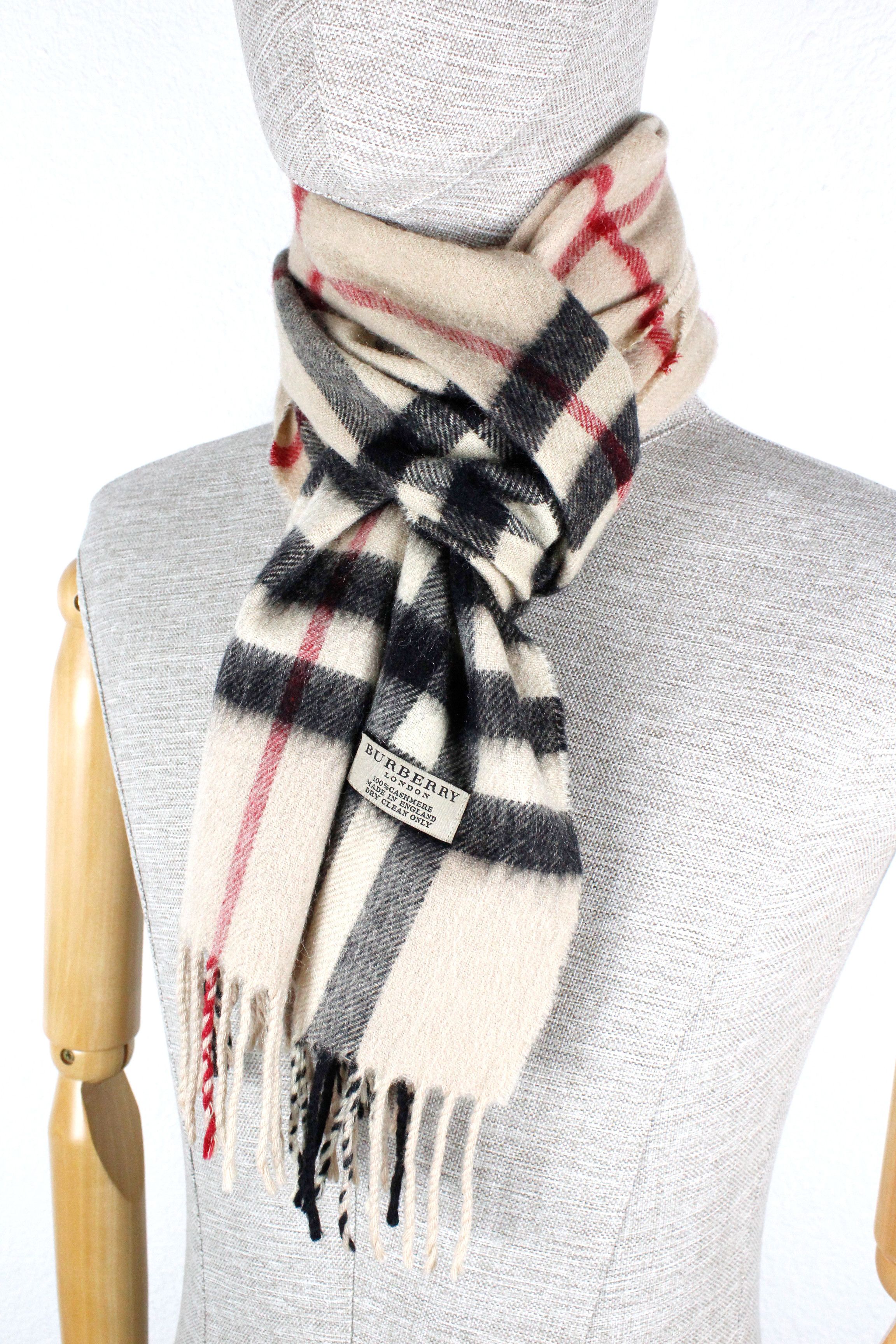 Burberry Prorsum Burberry Beige Nova Check Cashmere Muffler Scarf | Grailed