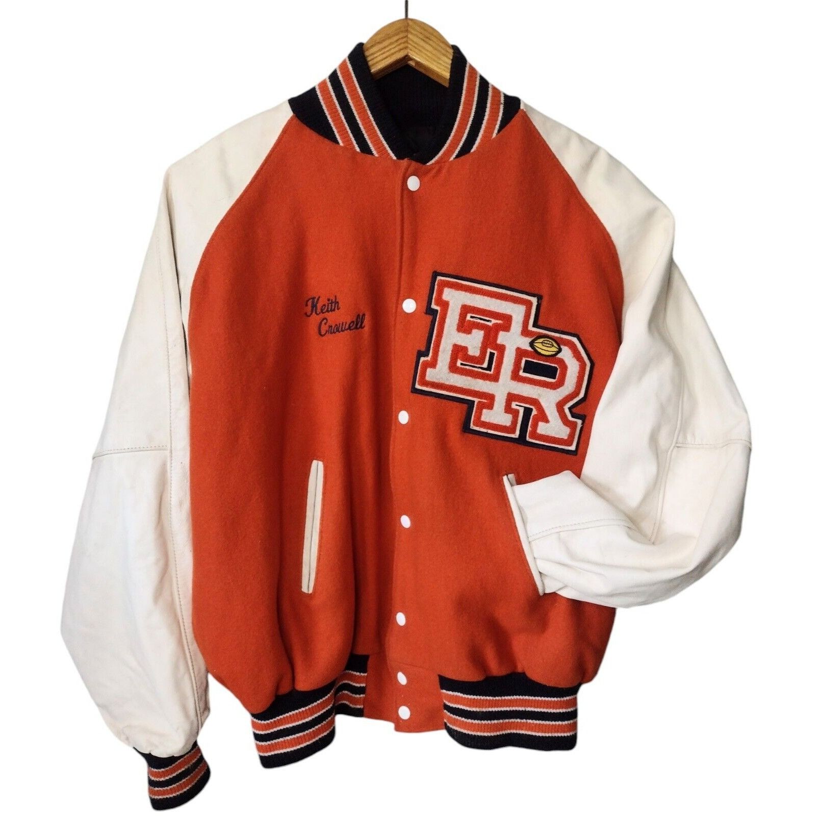 Vintage Vtg 90s East Ridge Letterman Varsity Jacket Sz XL Leather Wo ...