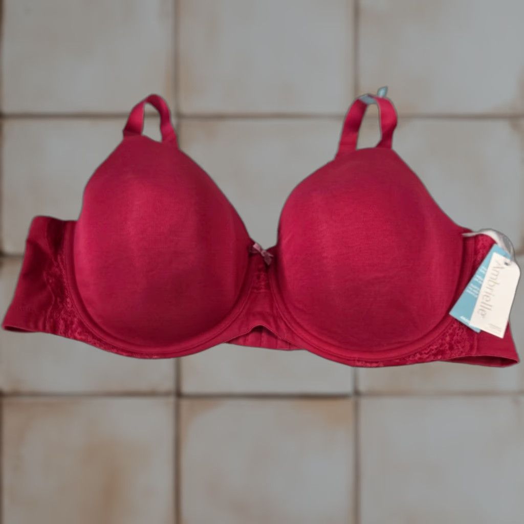 Vintage Ambrielle Women Bra 46DD Red Organic Cotton Full Coverage ...