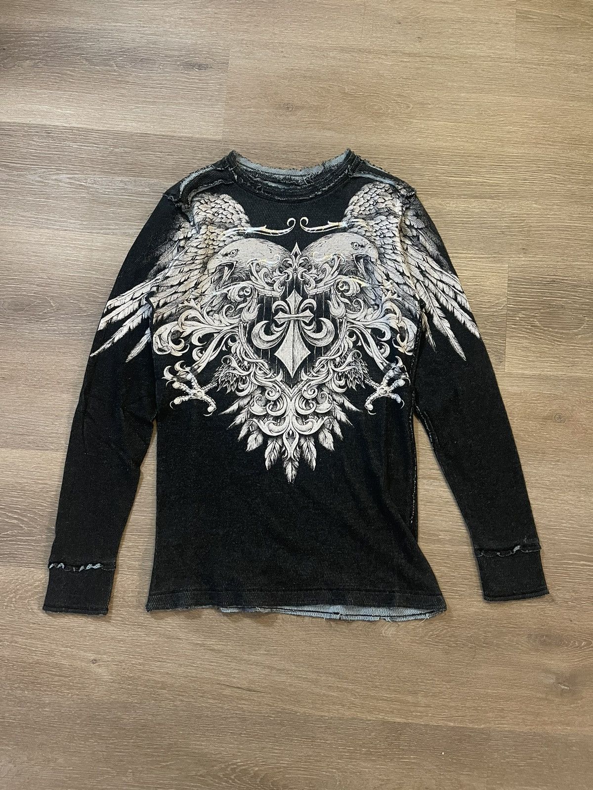 Vintage Rare Double Side Affliction mma elite Thermal Long Sleeve | Grailed