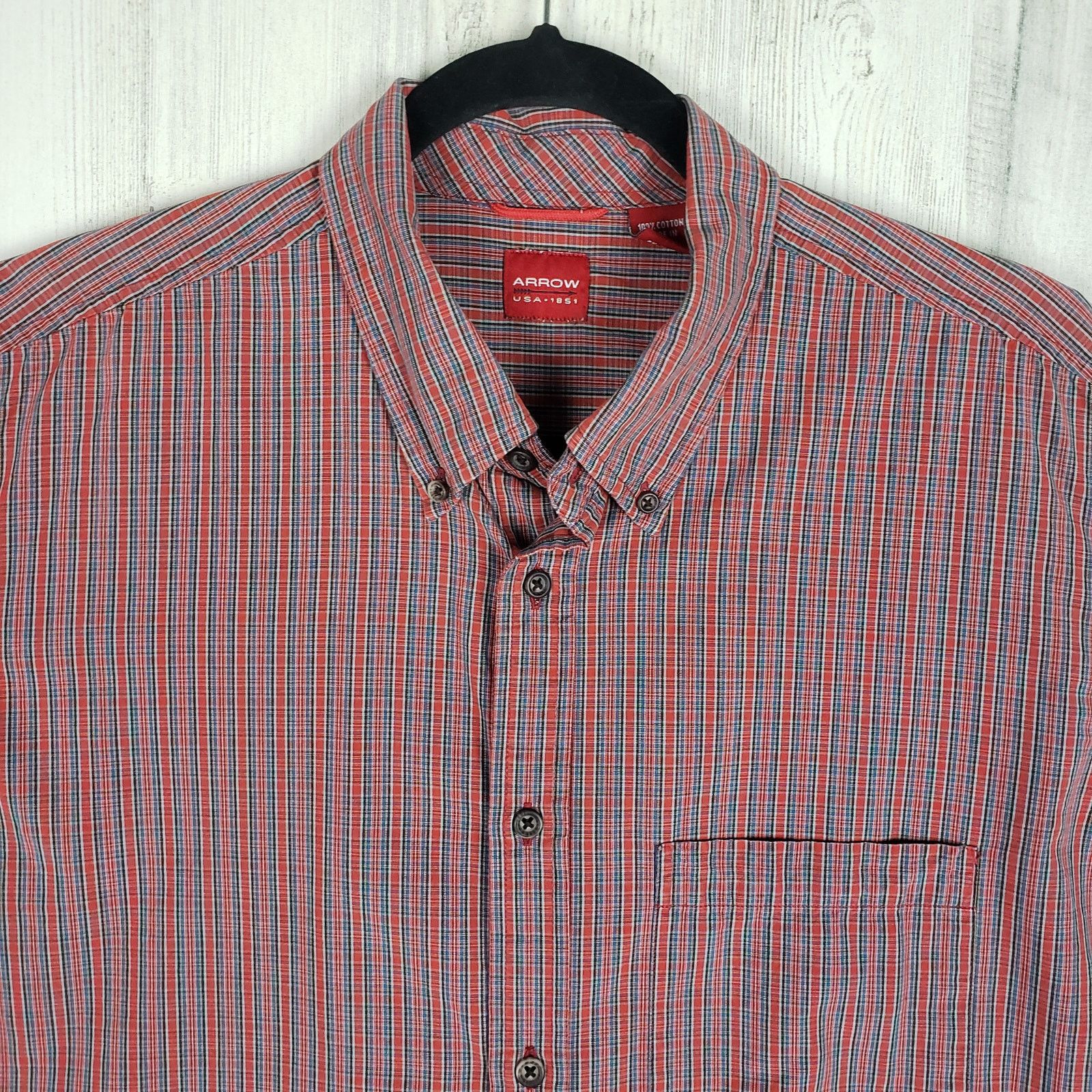 Arrow Arrow Dip-Dye Long Sleeve Red & Blue Plaid Shirt Size Large | Grailed