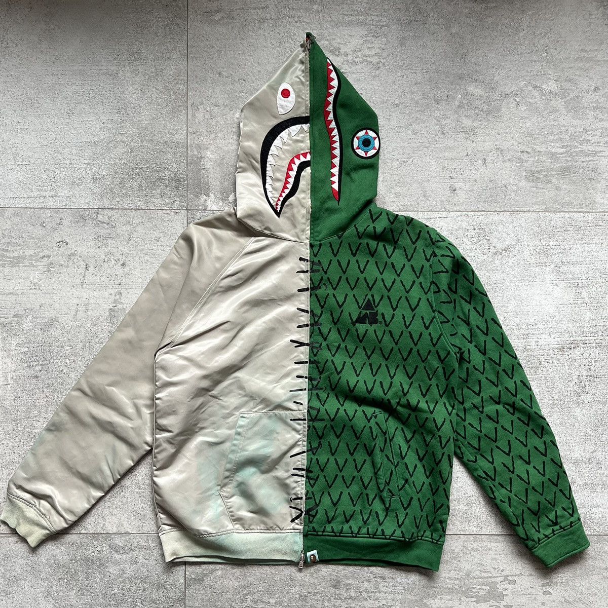 Bape A Bathing Ape BAPE x Ambush Half Shark Full Zip Up Hoodie | Grailed