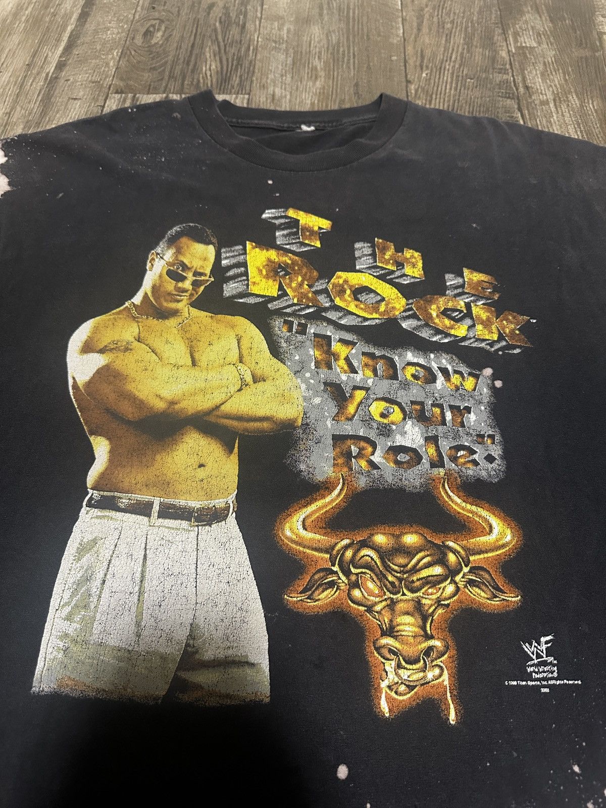 Streetwear × Vintage × Wwf Vintage 1998 Faded/Bleached The Rock WWF Tee ...