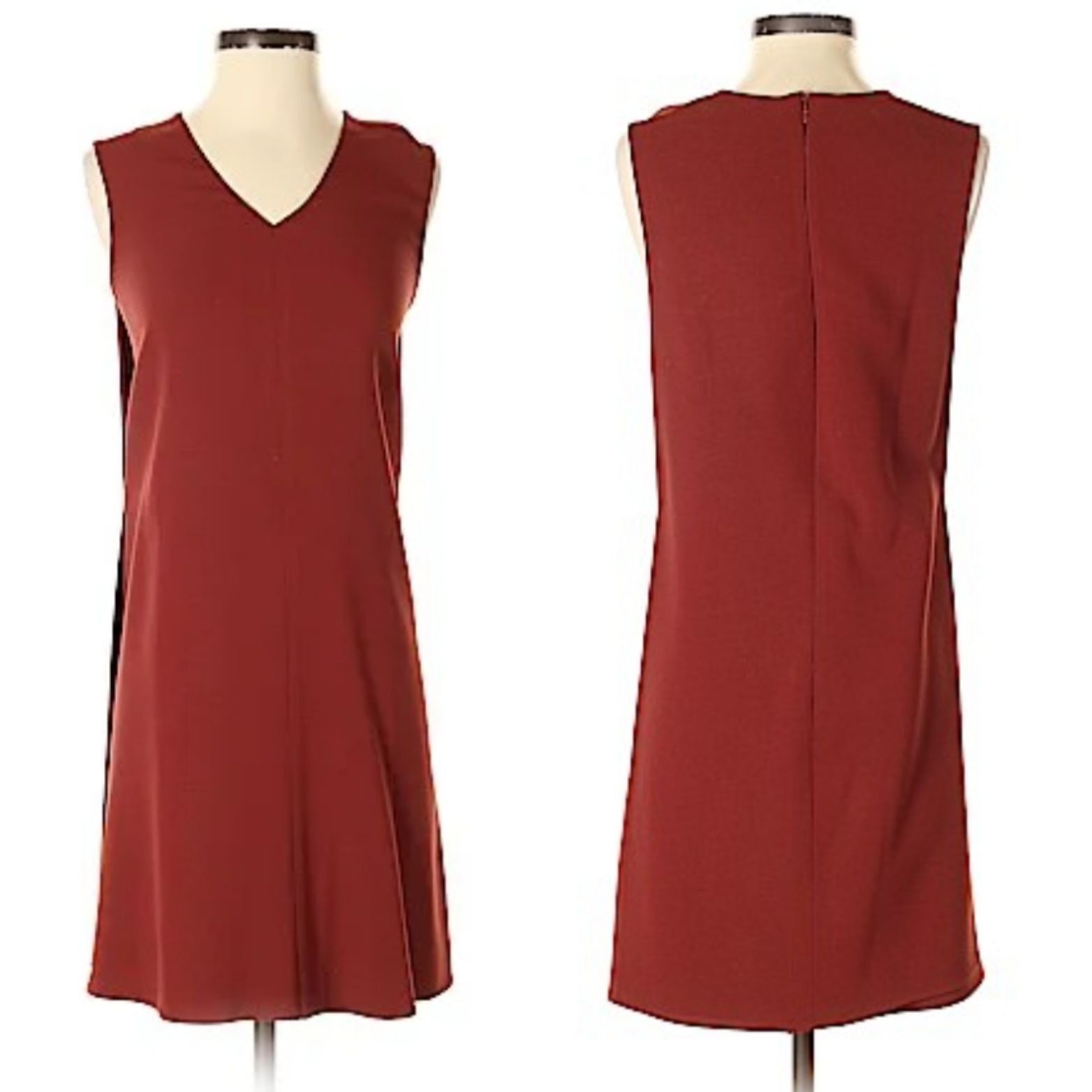 Designer Vintage Designer Sleeveless Tea Length Shift Dress 0 Rust ...