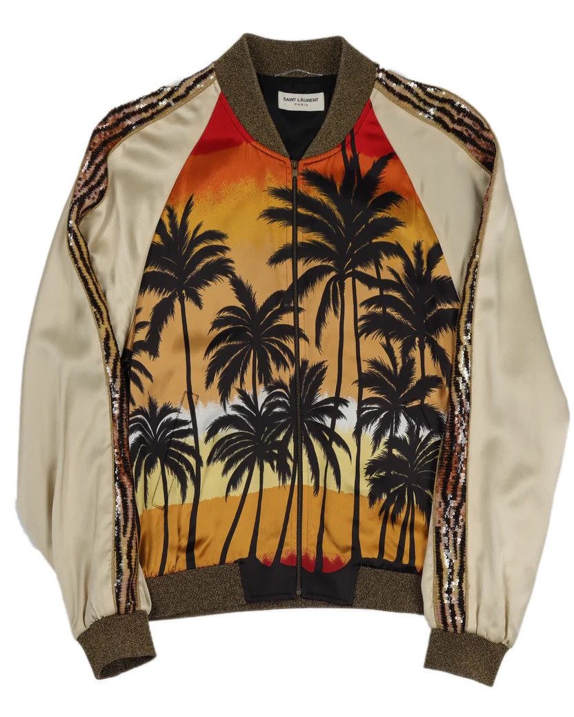 Saint Laurent Paris “RARE” RUNWAY SEQUIN PALM TREE JACKET | Grailed