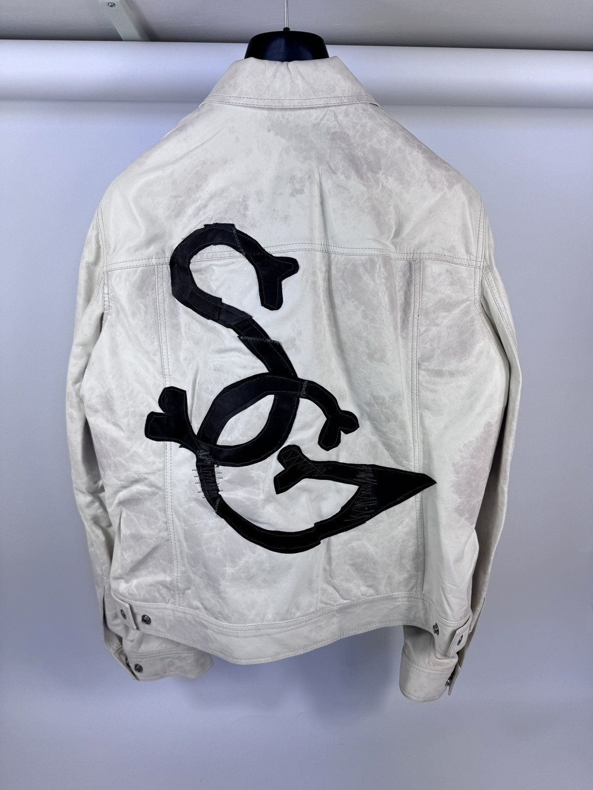 Rick Owens LOGO APPLIQUÉD LEATHER JACKET RARE EXCLUSIVE MR.P | Grailed