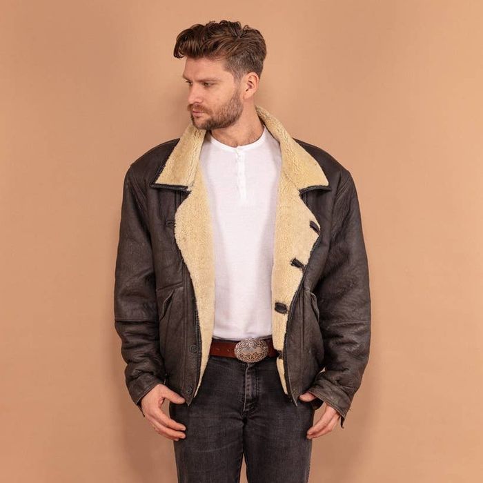 Hugo Boss Vintage 80's Men Hugo Boss Sheepskin Jacket in Gray | Grailed
