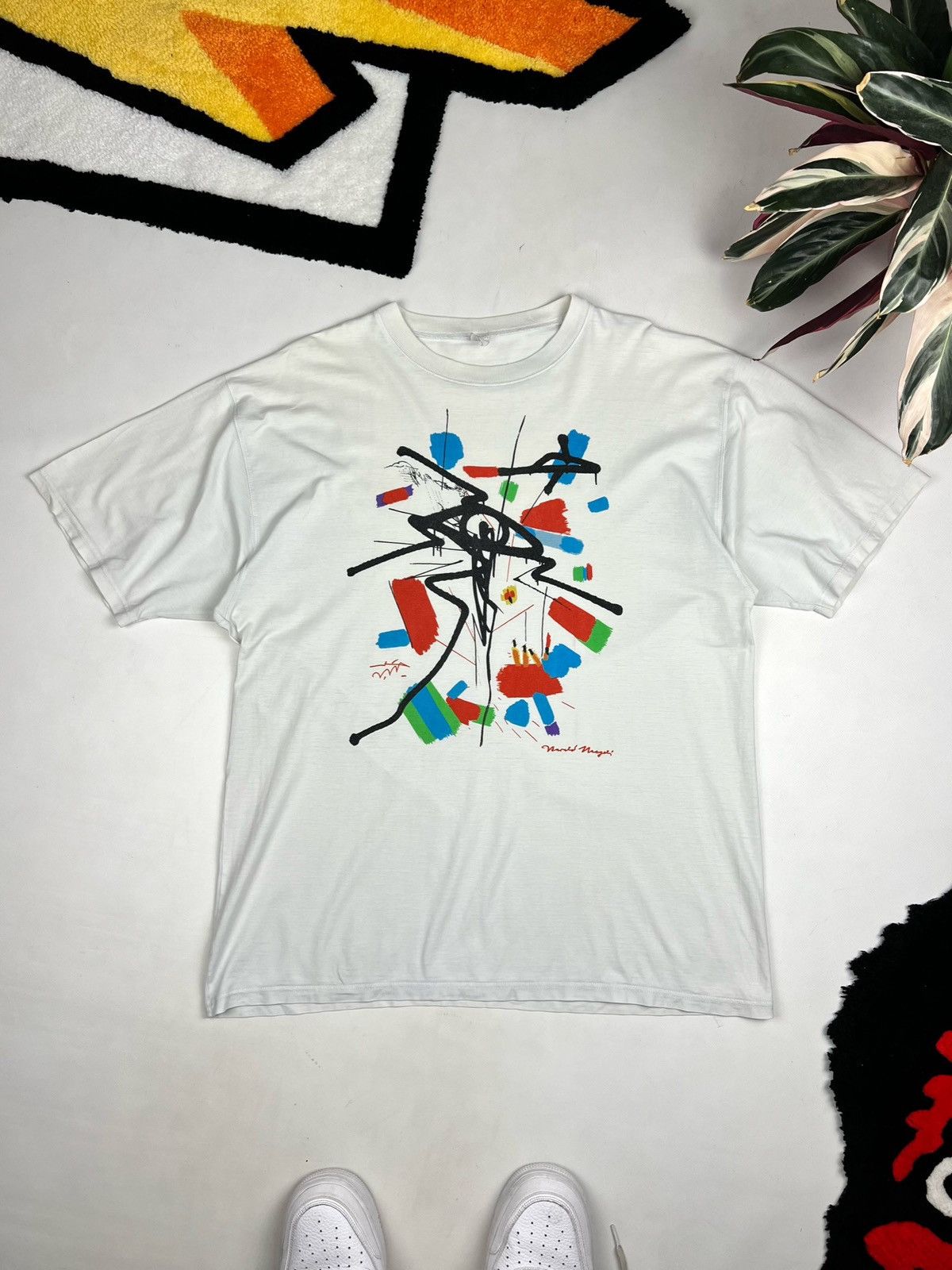 Art × Fruit Of The Loom × Vintage VTG ‘90s acid Art Tee Shirt Picasso ...