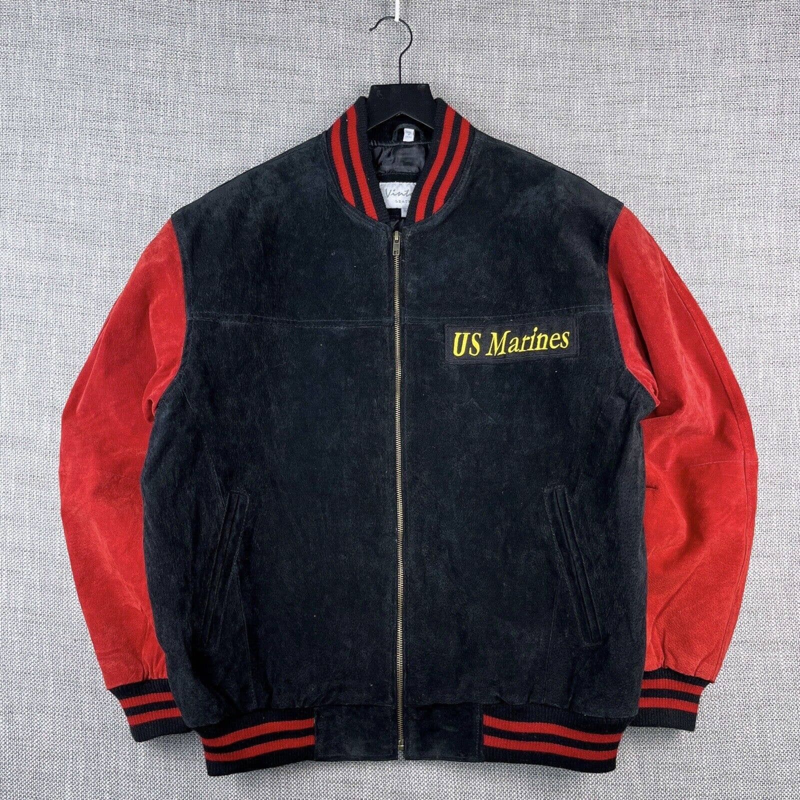 Vintage 90s US Marine Corps USMC Leather Zip Bomber Jacket M-L Black ...