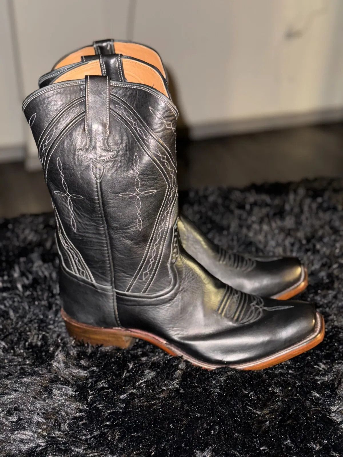 Rios of Mercedes Rios of Mercedes Black Bison Leather Cowboy Boots size ...
