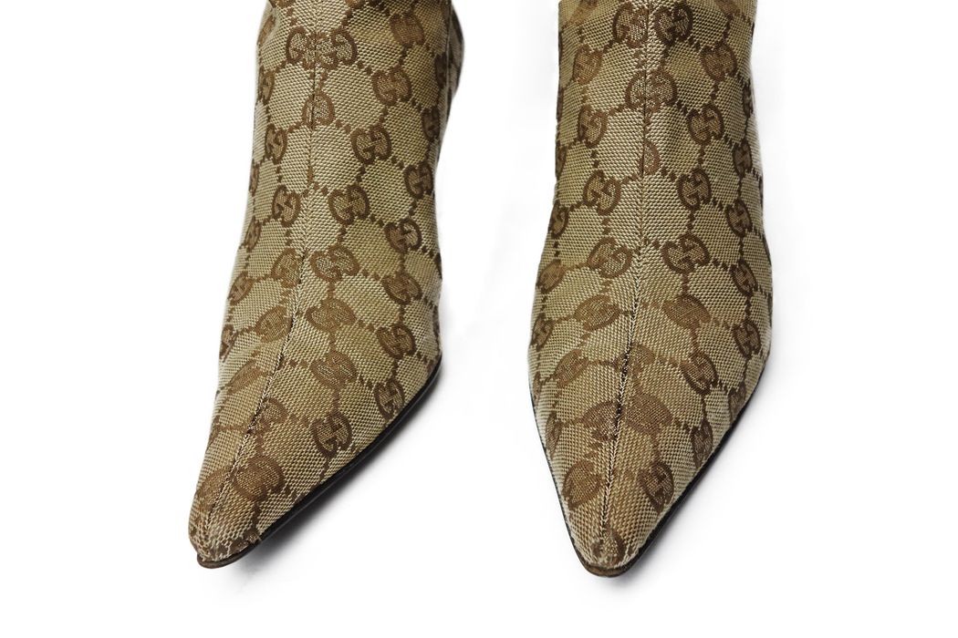 Gucci Gucci Vintage Monogram Canvas Heels Boots Beige by Tom Ford | Grailed