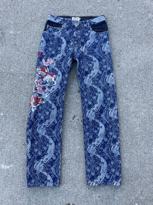 Vintage Karakuri Tamashii Vintage Koi Embroidered Jeans 32x31 Japan ...