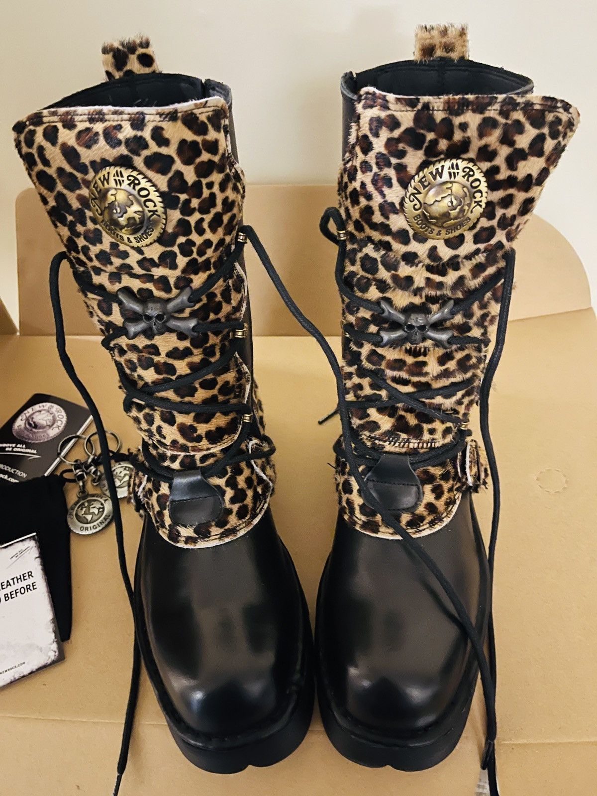 New Rock Custom Genuine Leather, w/ Leopard Print Boot | Grailed