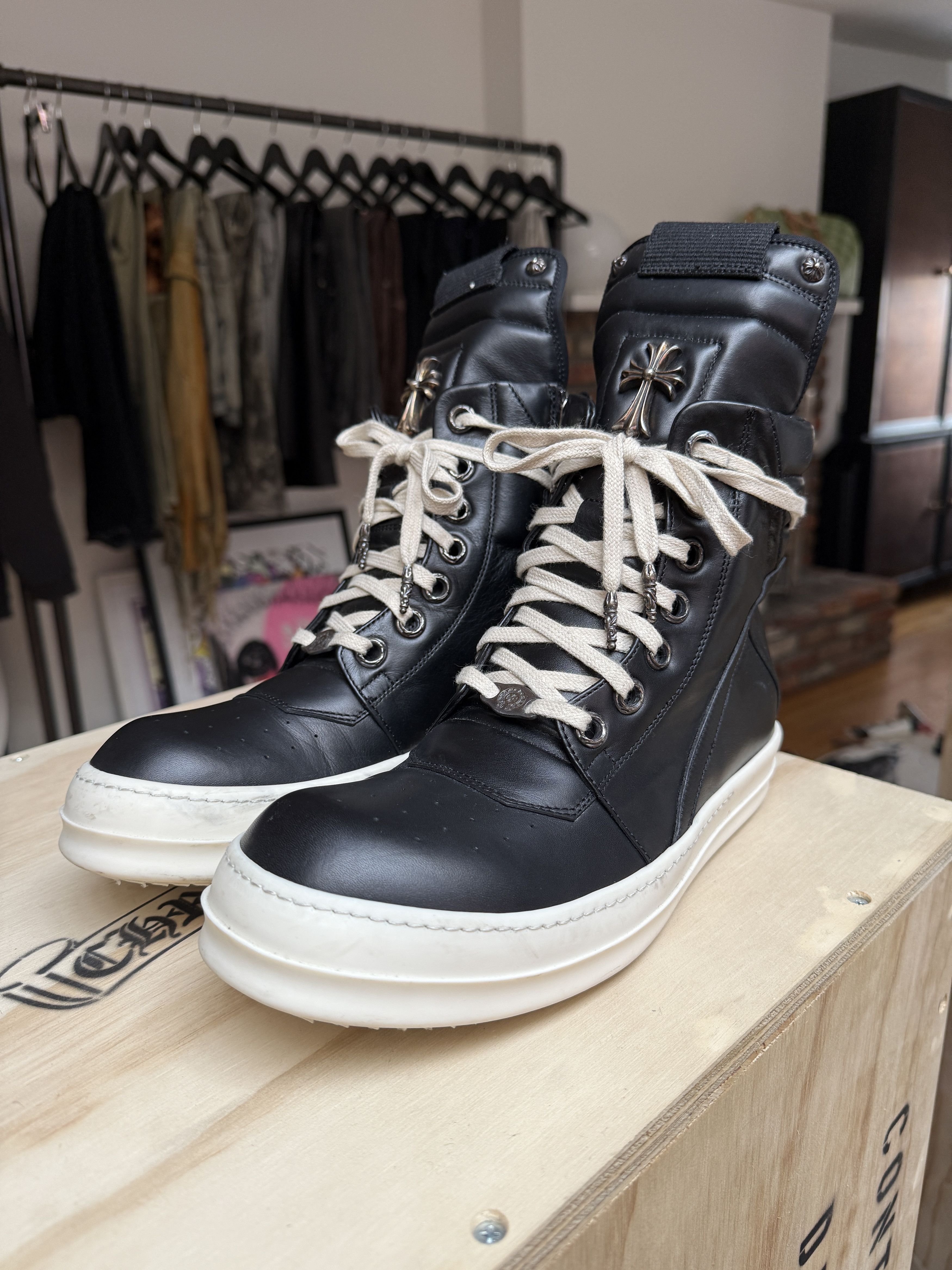 Chrome Hearts × Rick Owens RICK OWENS X CHROME HEARTS BLACK GEOBASKETS ...
