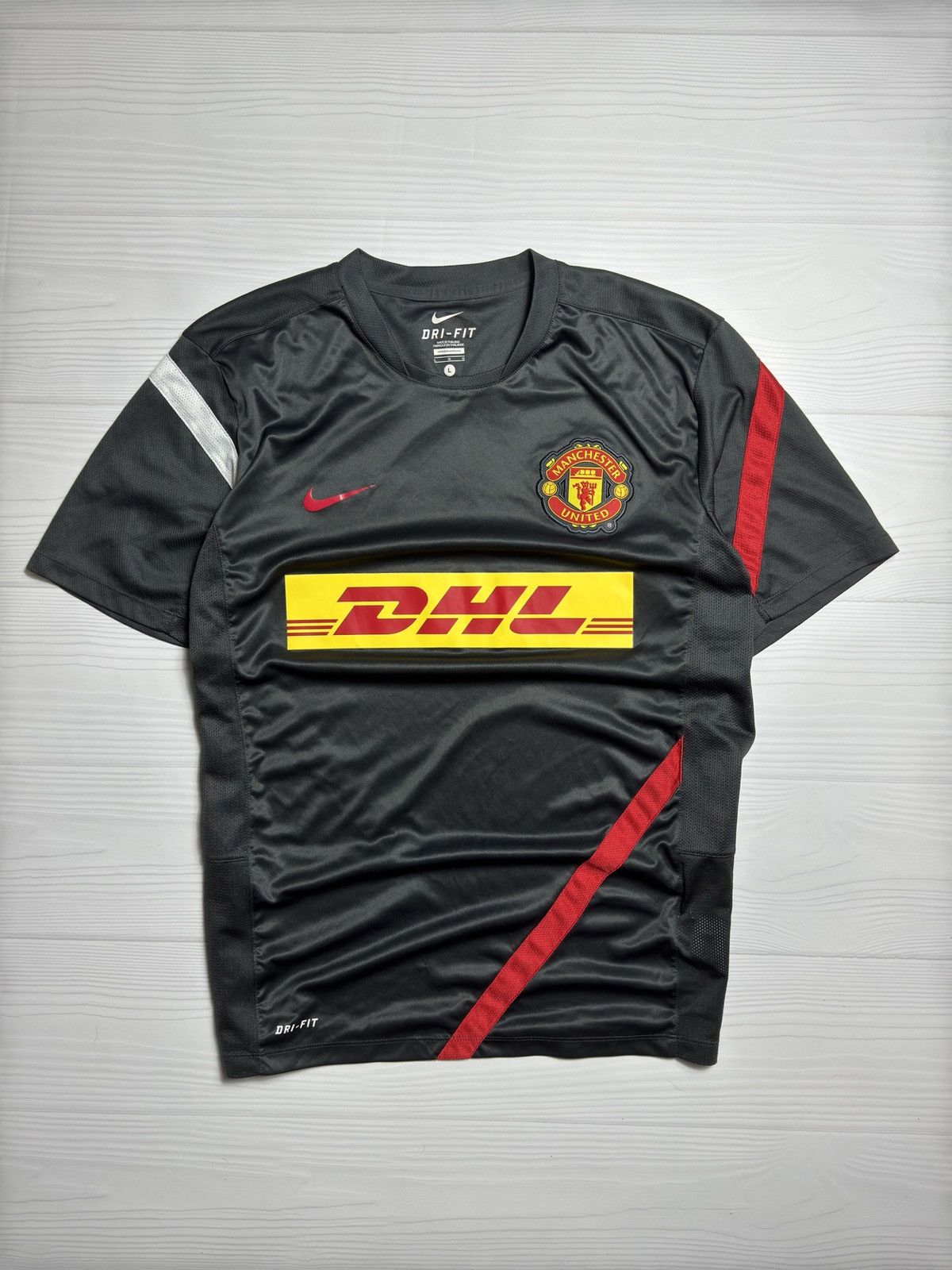 Nike × Vintage Vintage Nike Manchester United dhl soccer jersey drill ...