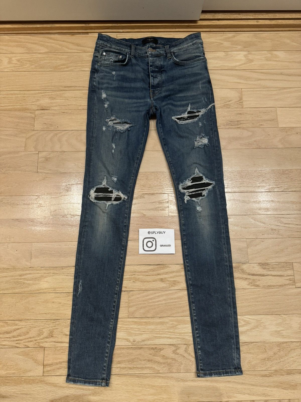 Amiri Amiri MX1 Black Patch Blue Jeans sz 32 | Grailed