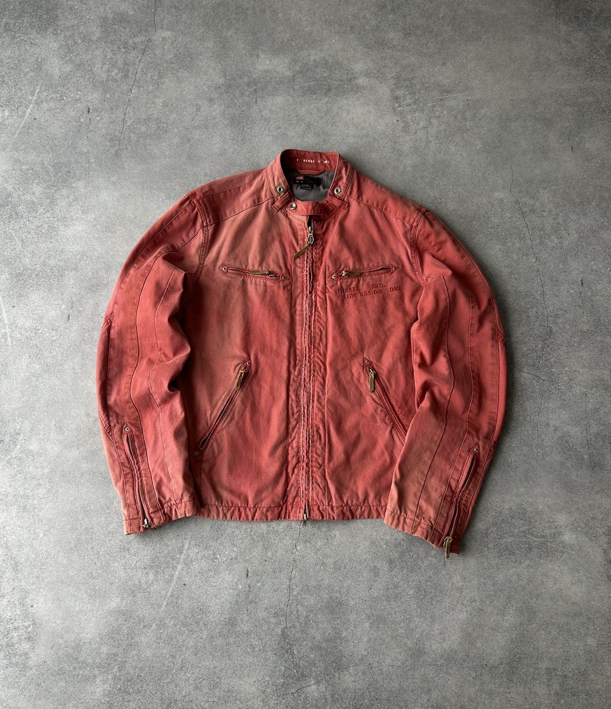 Diesel × Streetwear × Vintage Vintage Diesel Mixed colour biker jacket ...