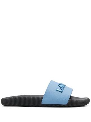 Lanvin o1w1db11123 Logo Rubber Slides in Blue / Black | Grailed