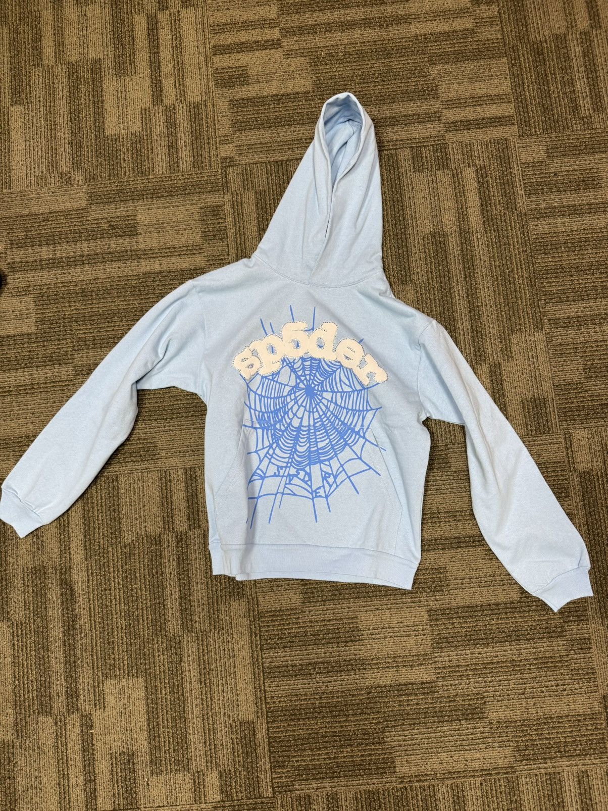 Streetwear Baby Blue Sp5der Hoodie | Grailed