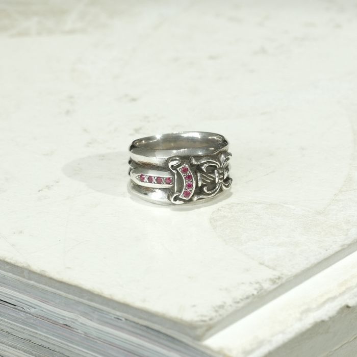 Chrome Hearts CHROME HEARTS DAGGER - RUBY PAVED RING | Grailed