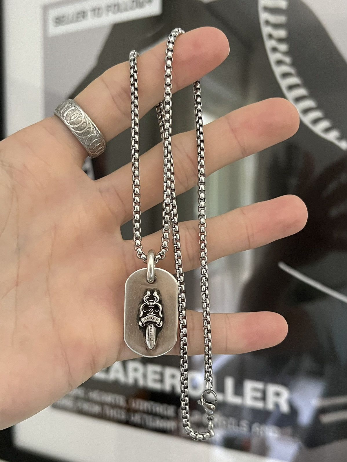 Chrome Hearts RAISED DAGGER DOG TAG CHAIN | Grailed