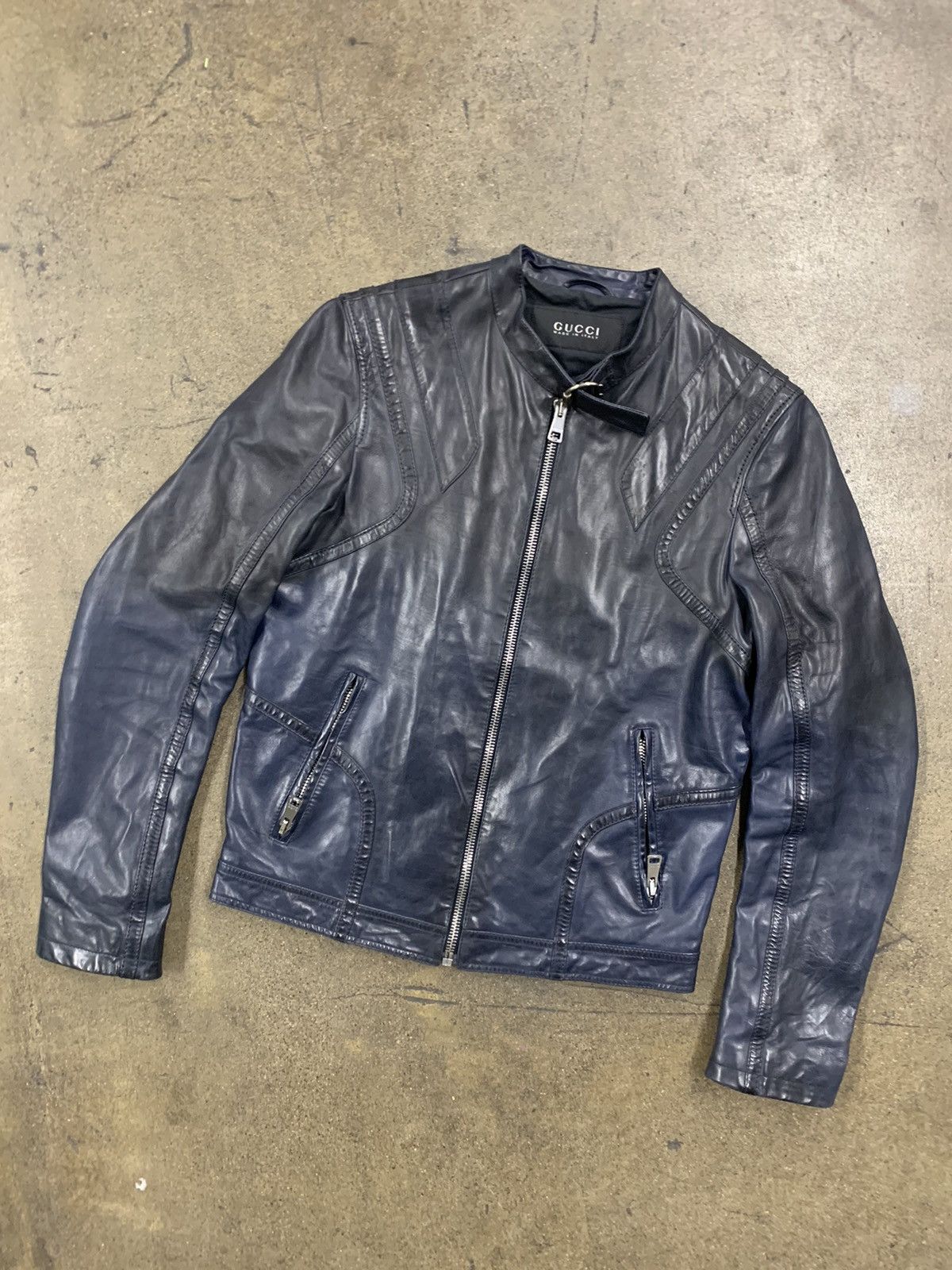 Gucci Gucci Blue Fade Leather Jacket | Grailed