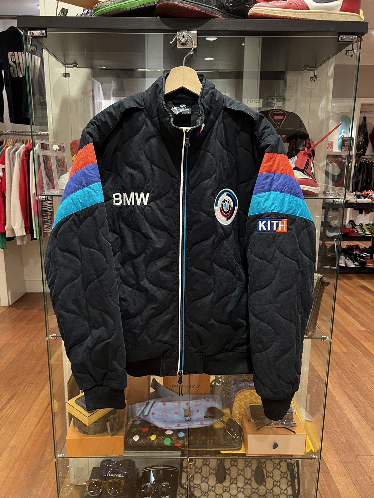 BMW × Kith Kith BMW M Class Quilted Racing Jacket Black | Grailed