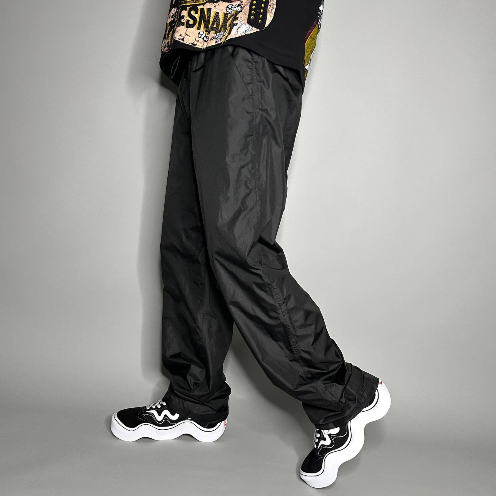 Japanese Brand × Streetwear × Vintage Jet Black Track Pants Baggy Fit ...