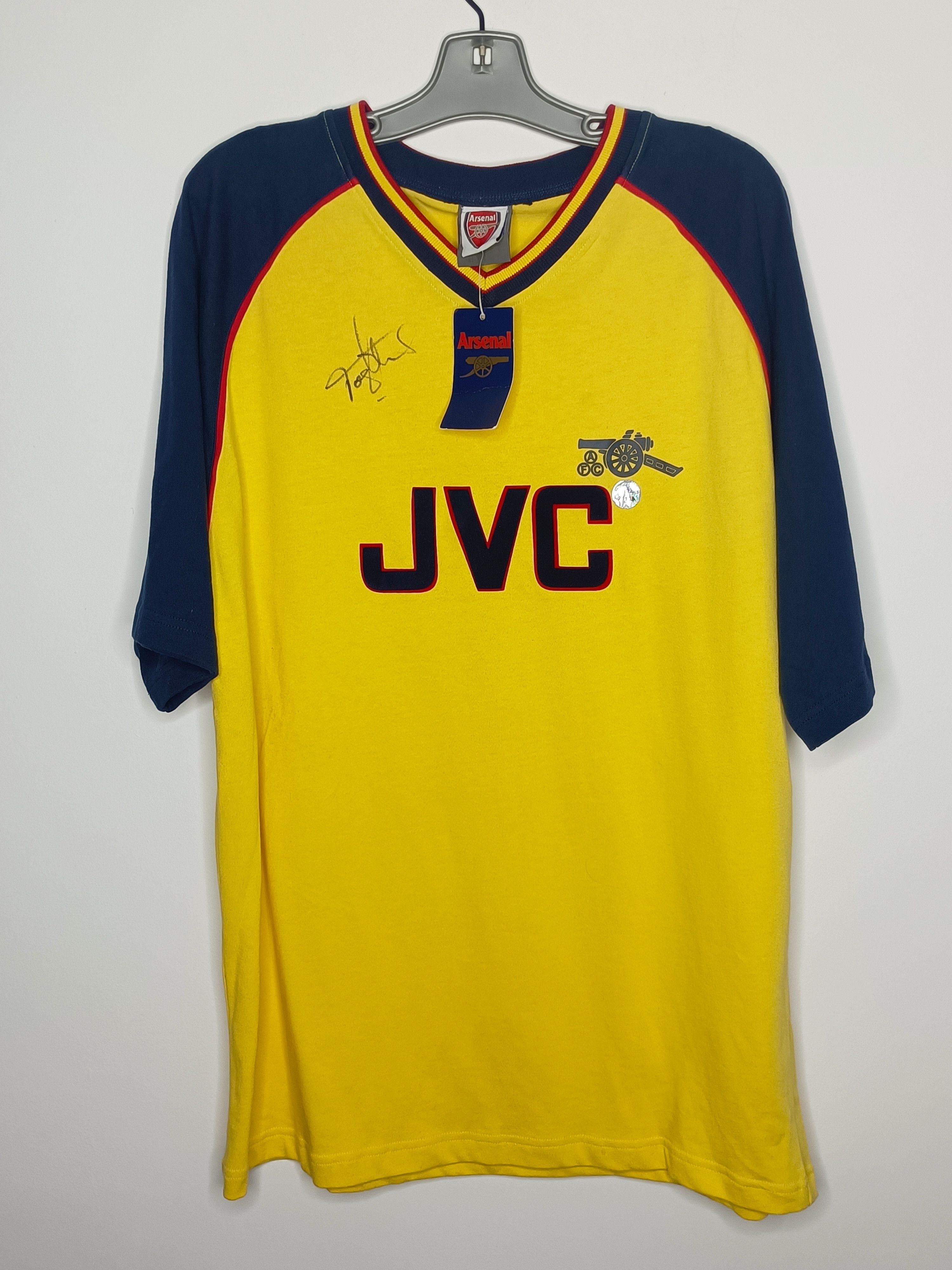 Soccer Jersey × Vintage JVC 1989 Arsenal Jersey signed by Tony Adams ...