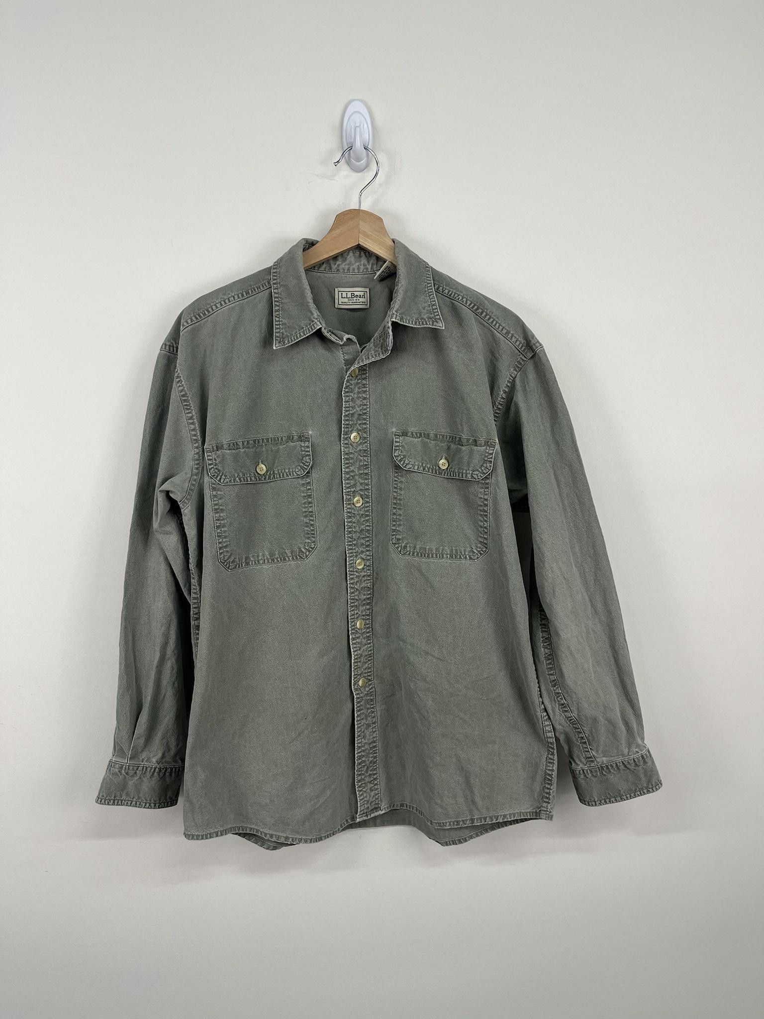 Vintage L.L. Bean Faded Olive Overshirt | Grailed