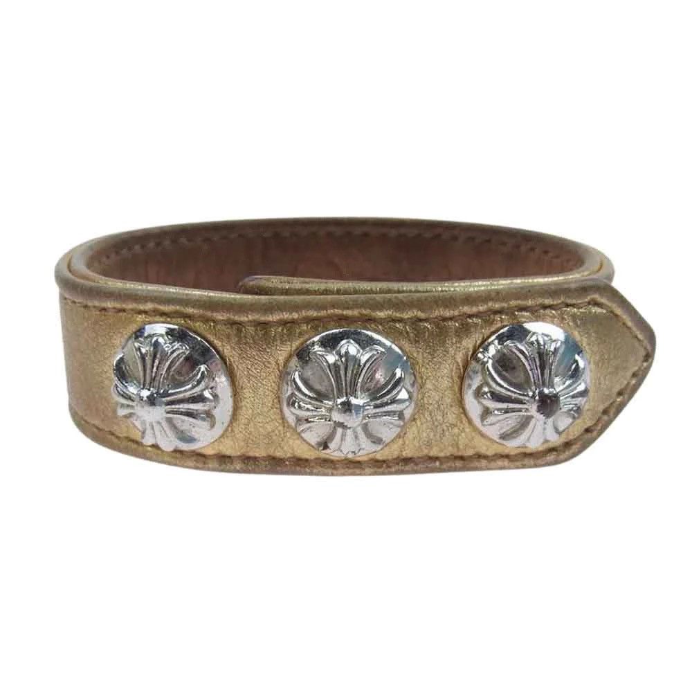 Chrome Hearts CHROME HEARTS 3BTN 2SNP LEATHER BRACELET BANGLE | Grailed