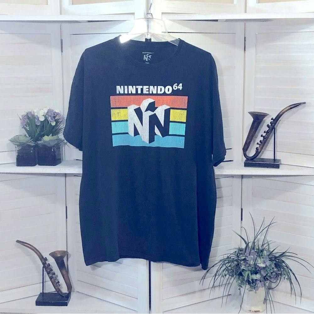 Nintendo Nintendo 64 logo dark navy blue cotton t-shirt sz XXL | Grailed