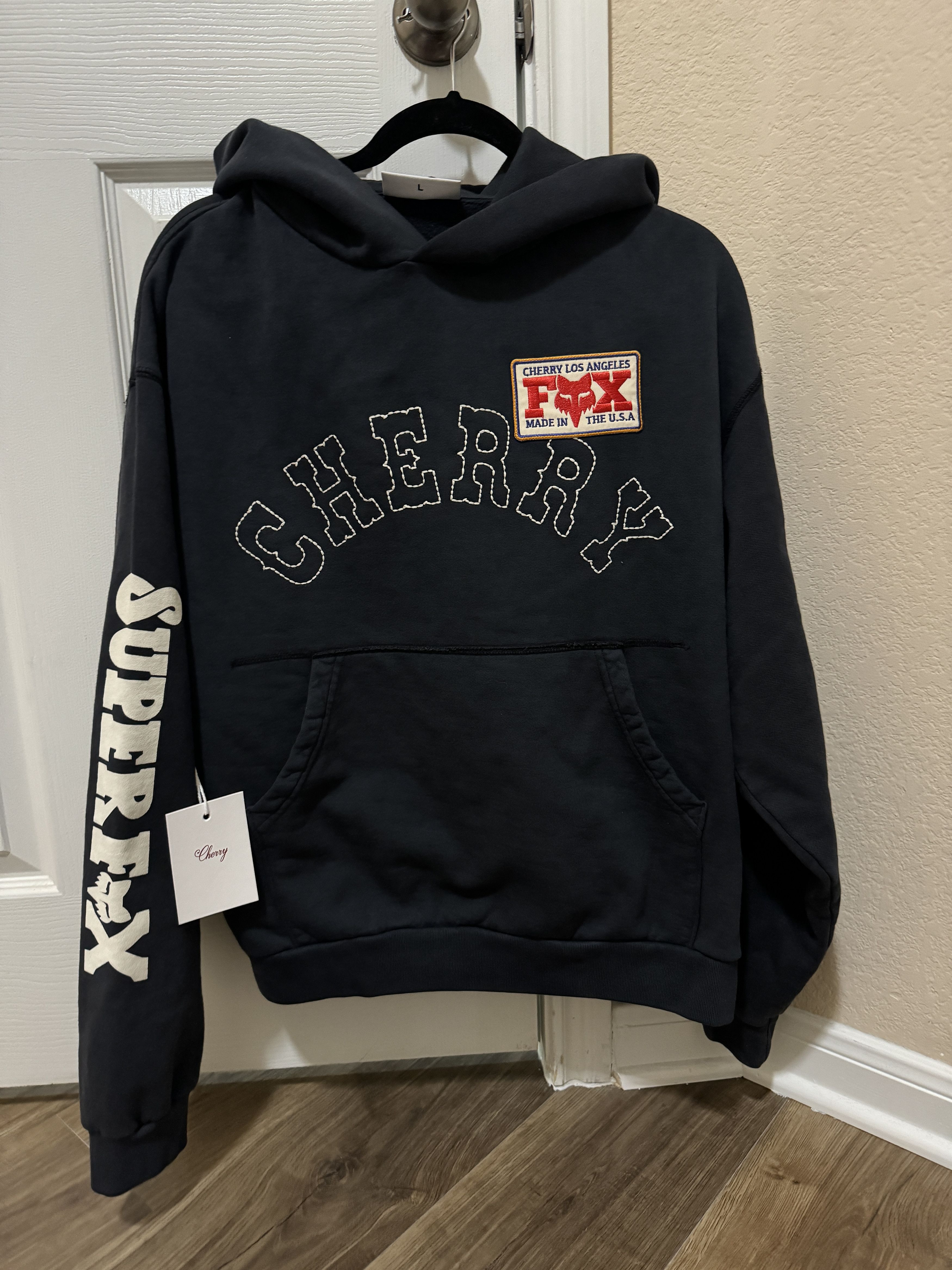 Cherry LA Cherry LA Fox Racing Varsity Logo Black Hoodie Large NEW ...