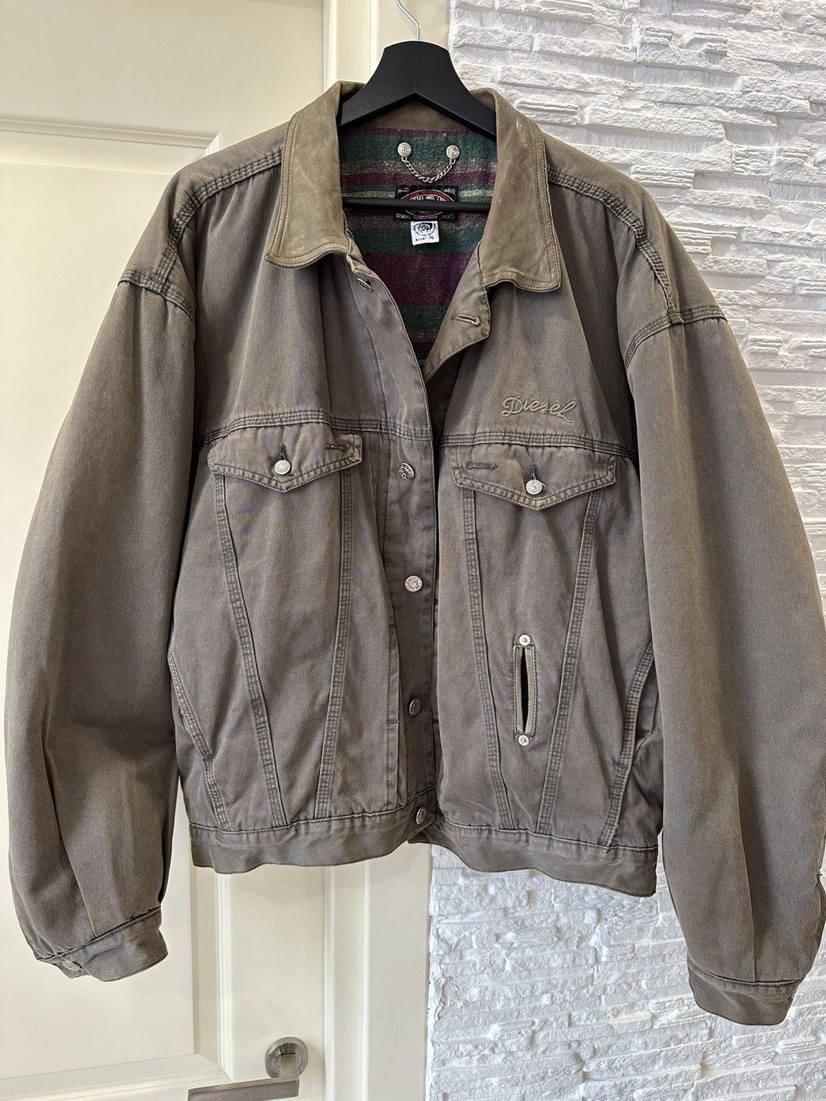 Avant Garde × Diesel × Vintage Vintage Diesel Denim Jacket Leather ...