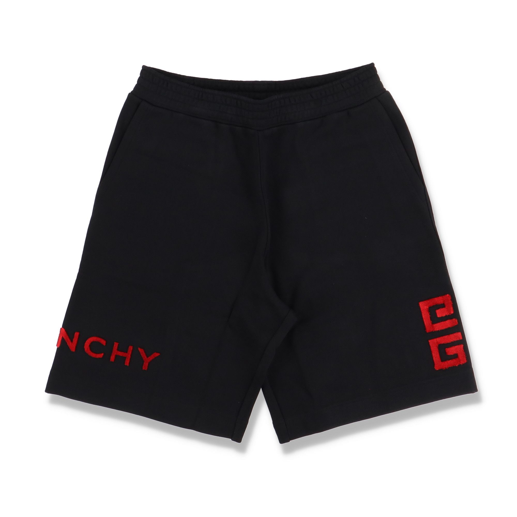 Givenchy Black Red Flocked 4G Logo Sweatshorts | Grailed