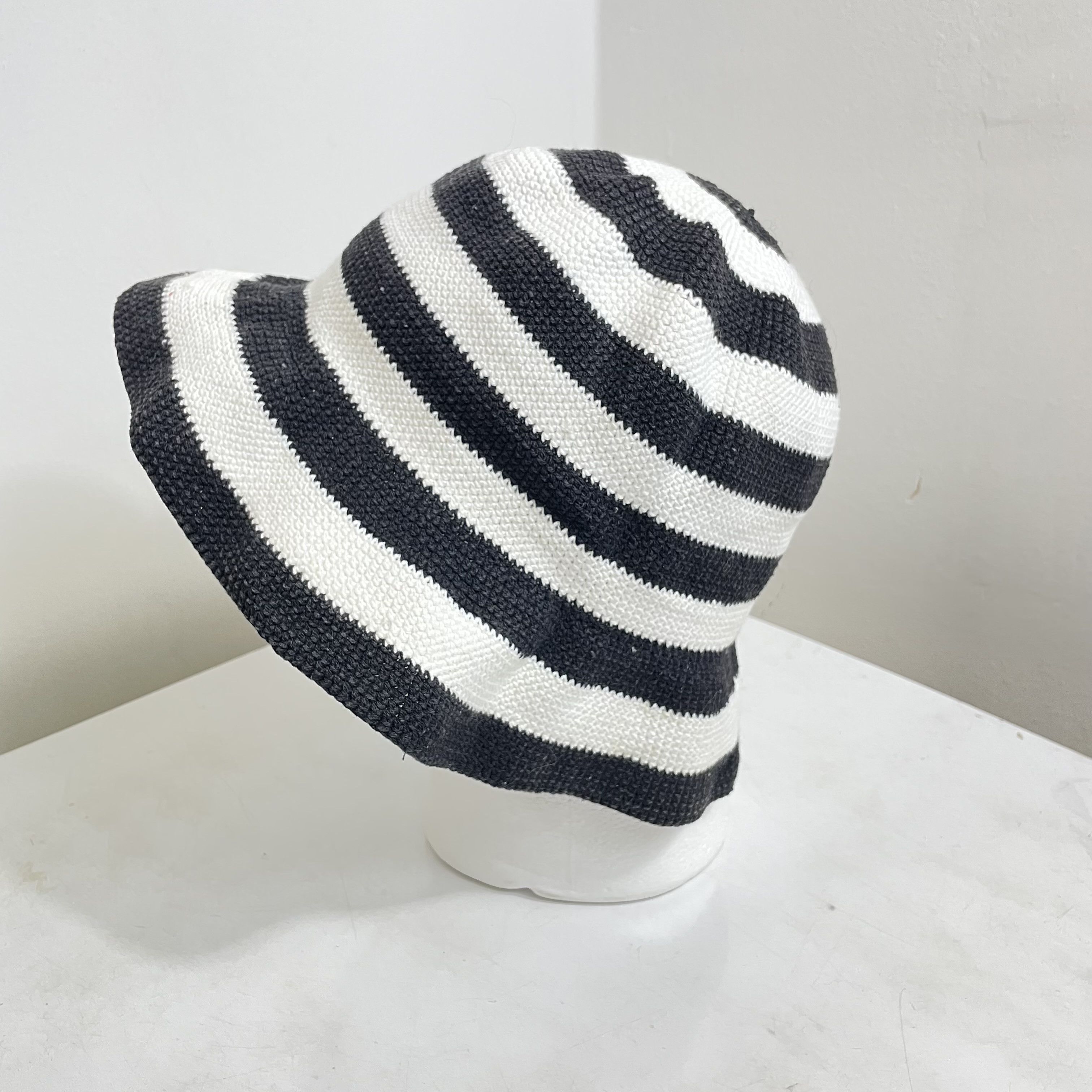 Hat × Japanese Brand BUCKET HAT FASHION STRIPE BLACK WHITE EMO COLOR ...