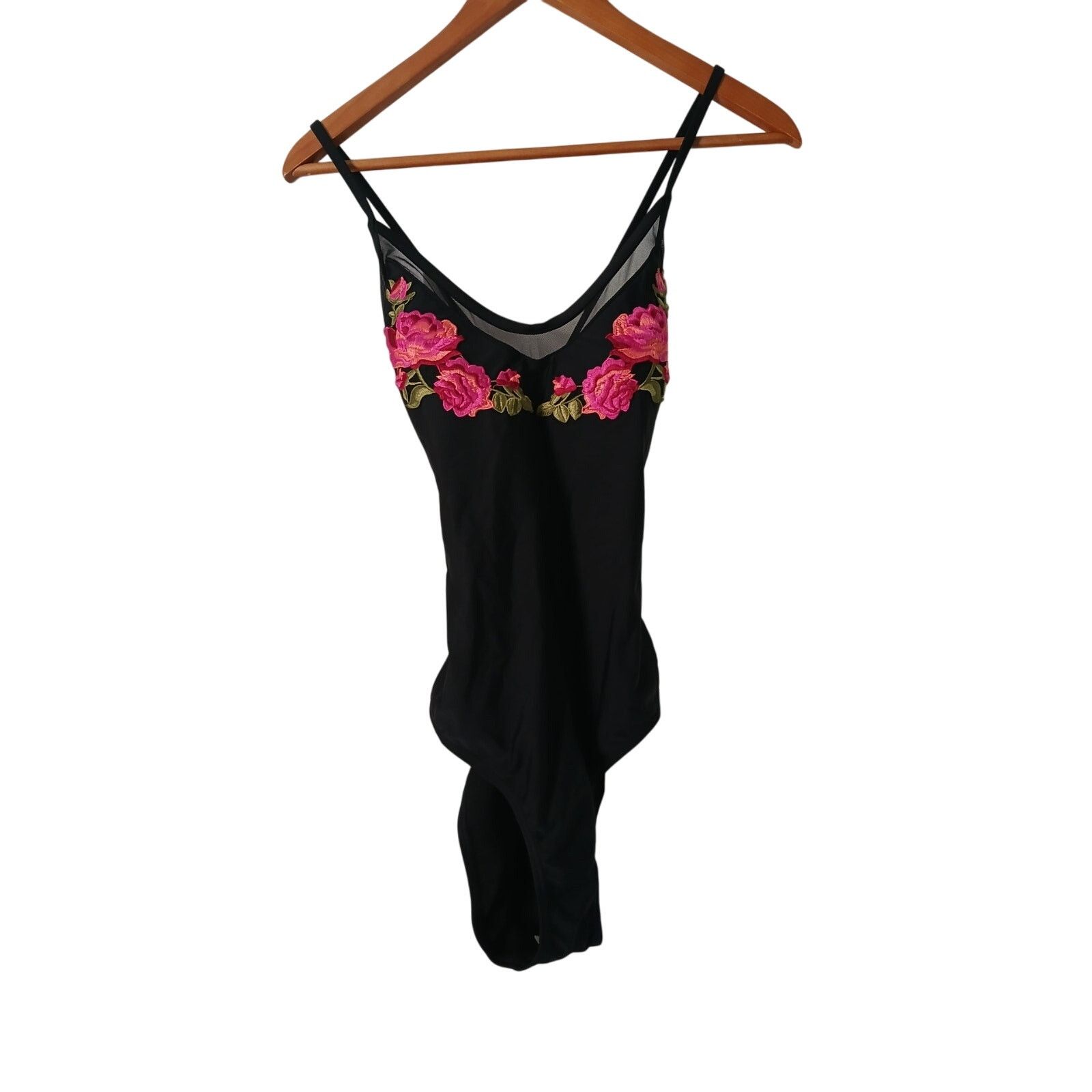 Other Xhilaration Black One Piece Bathing Suit Rose Embroidery | Grailed