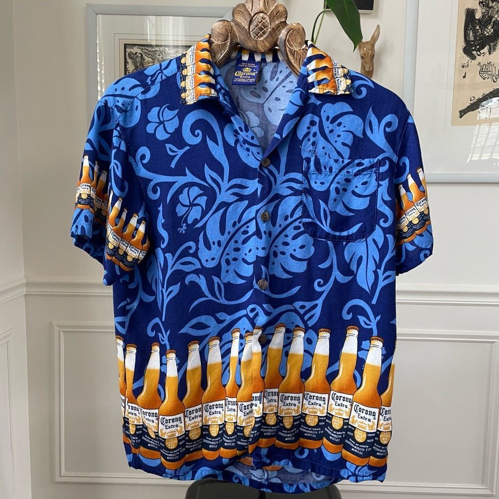 Corona Corona Extra Short Sleeve Button Up Hawaiian Tropical Shirt ...
