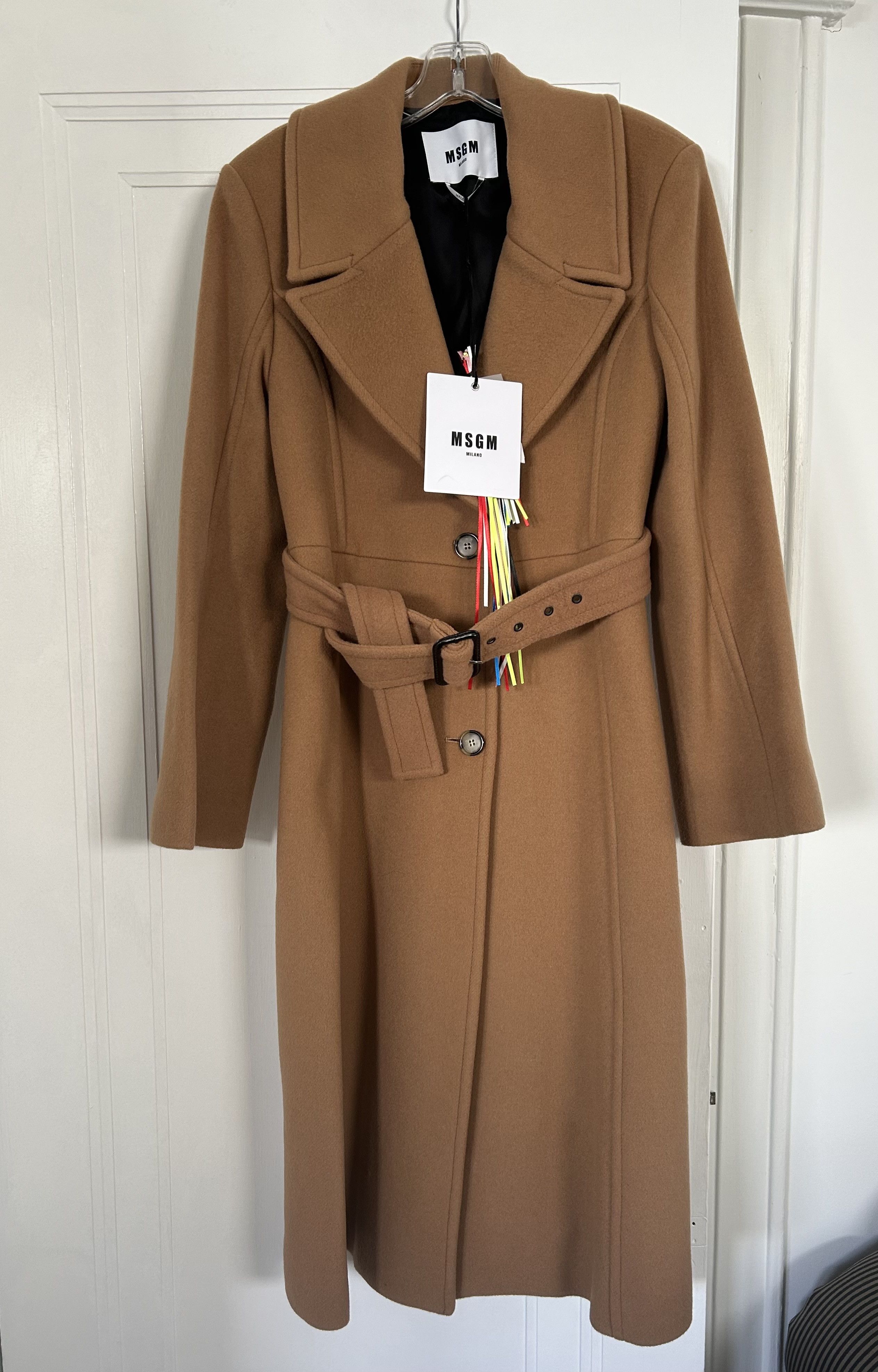 Luxury × MSGM MSGM Beige/Tan/Camel Coat Wool Blend IT 42 NWT Belt | Grailed