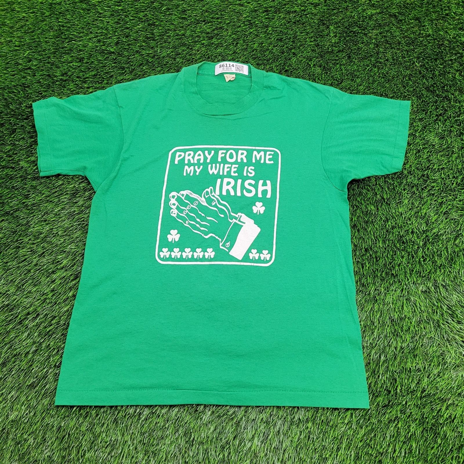 Screen Stars Vintage 80s Funny Naughty Irish Men Shirt M/L 20x26 Green ...