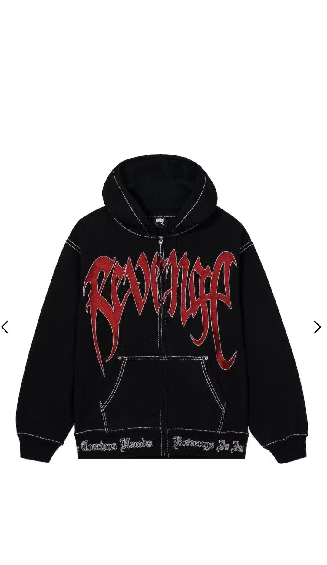 Revenge Revenge Red Black Contrast Embroidered Zip | Grailed