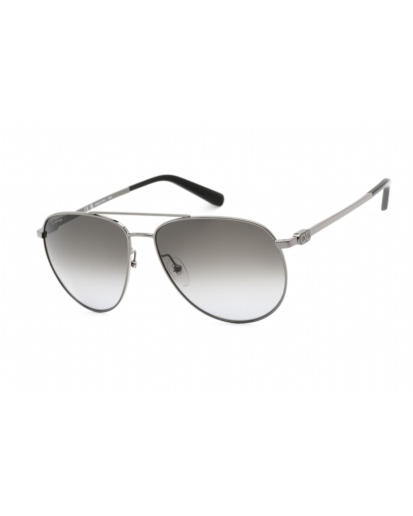 Salvatore Ferragamo Salvatore Ferragamo Sf157s Sunglasses Shiny Ruthenium Dark Grey Gradient