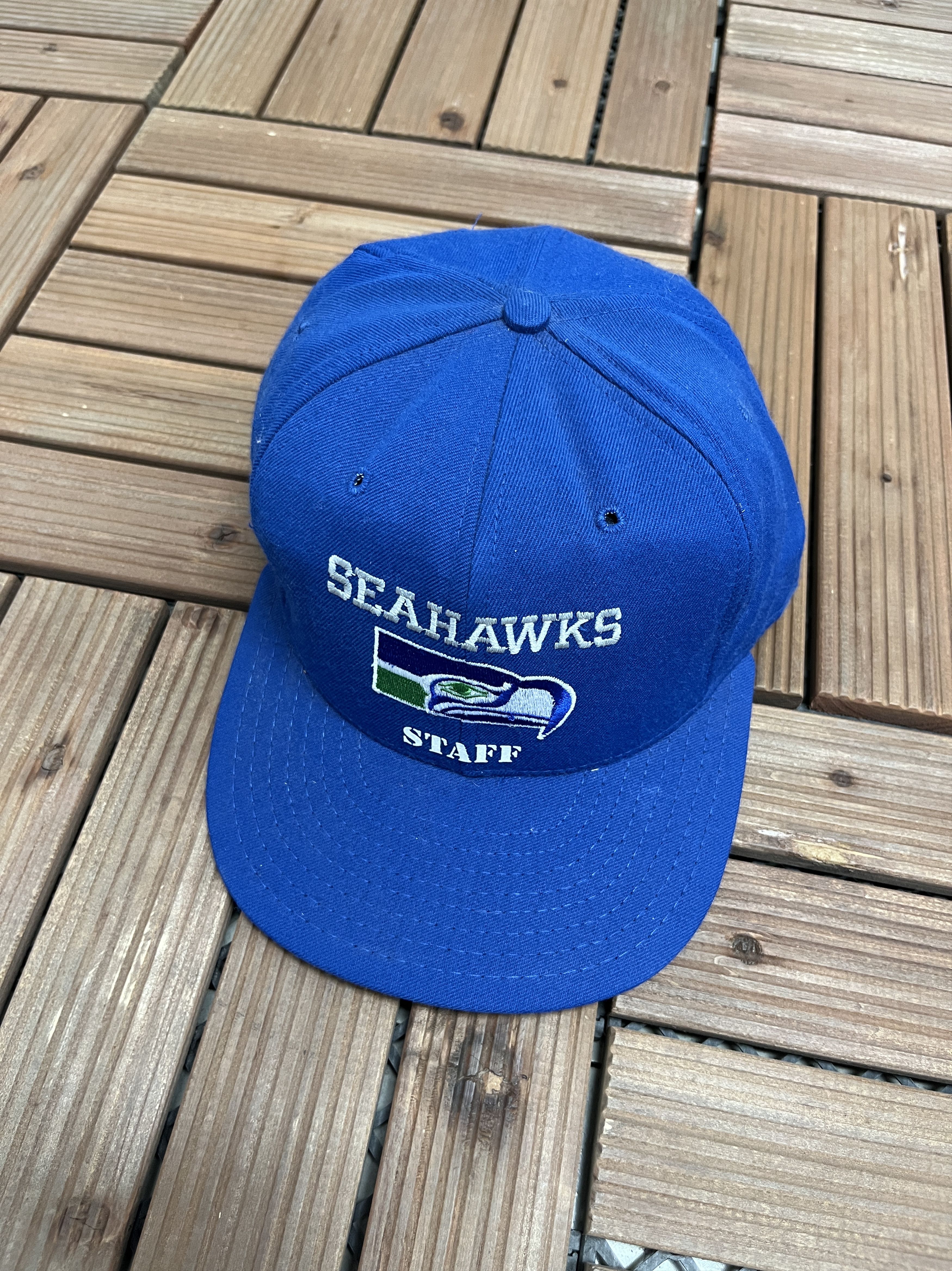 Vintage Seattle Seahawks Staff Vintage Blue Snap Back Hat | Grailed